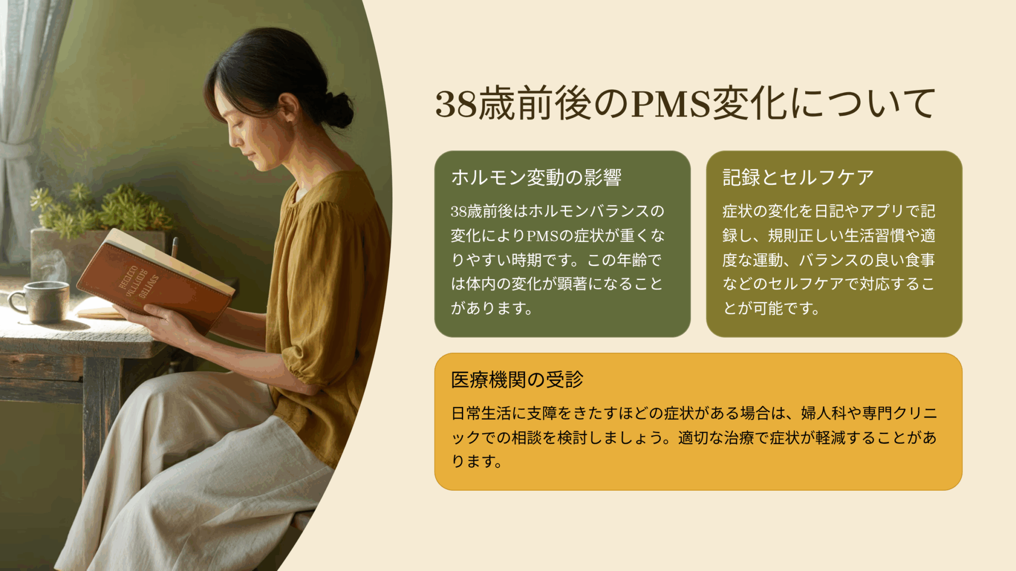 PMSが重くなった38歳。症状が変わったタイミングと、その対策 | フェムケアの部屋｜デリケートな悩み、ここなら話せる。